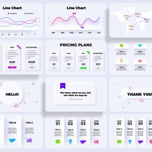 Neumorphism Powerpoint Presentation Template, Neumorphic Infographics, Modern Keynote Pitch Deck ...