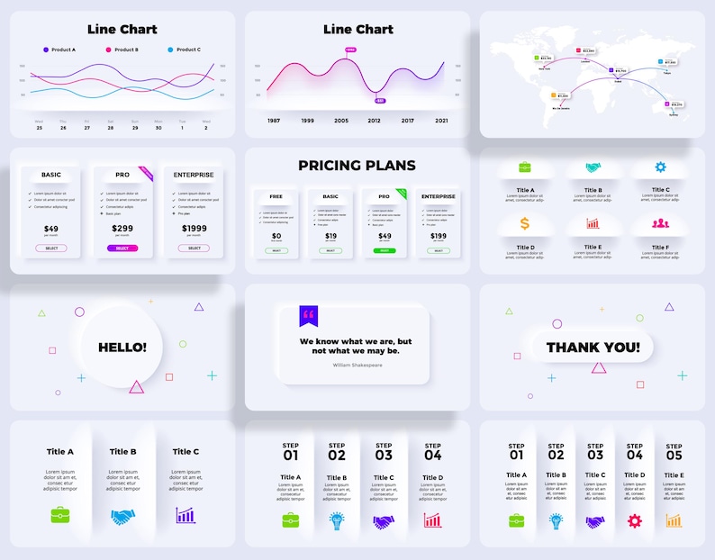 Neumorphism Powerpoint Presentation Template, Neumorphic Infographics ...