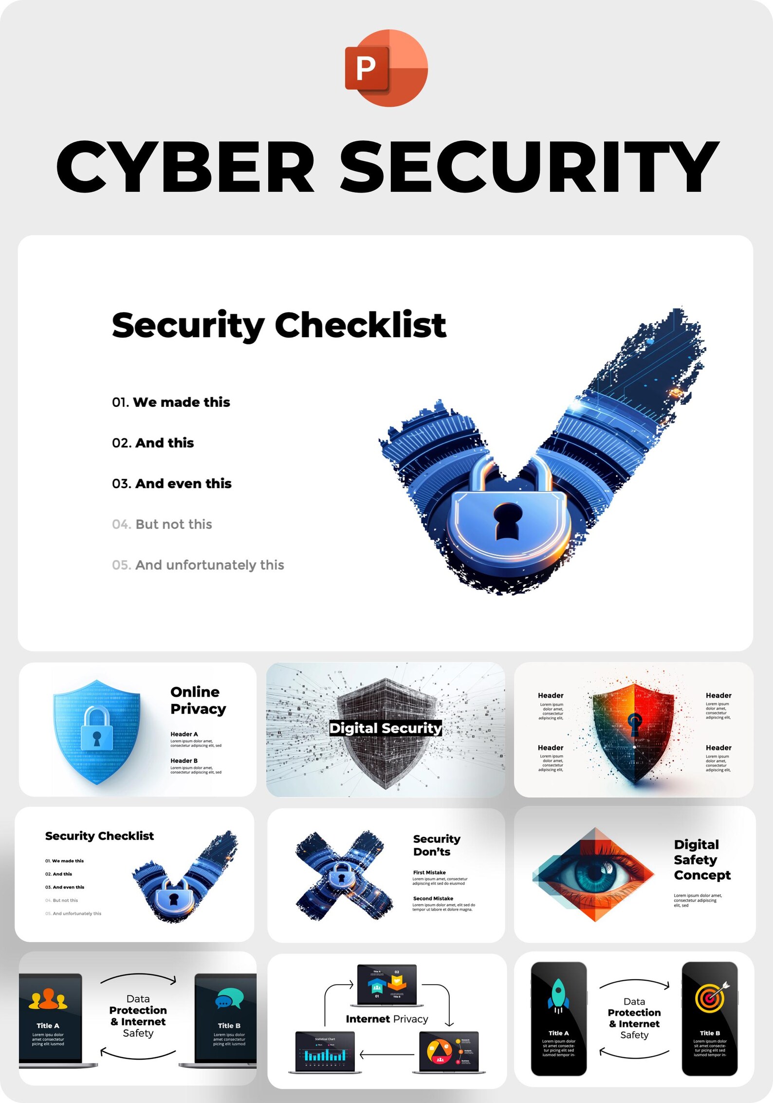 Cyber Safety Presentation,privacy Protection Powerpoint Template,data ...