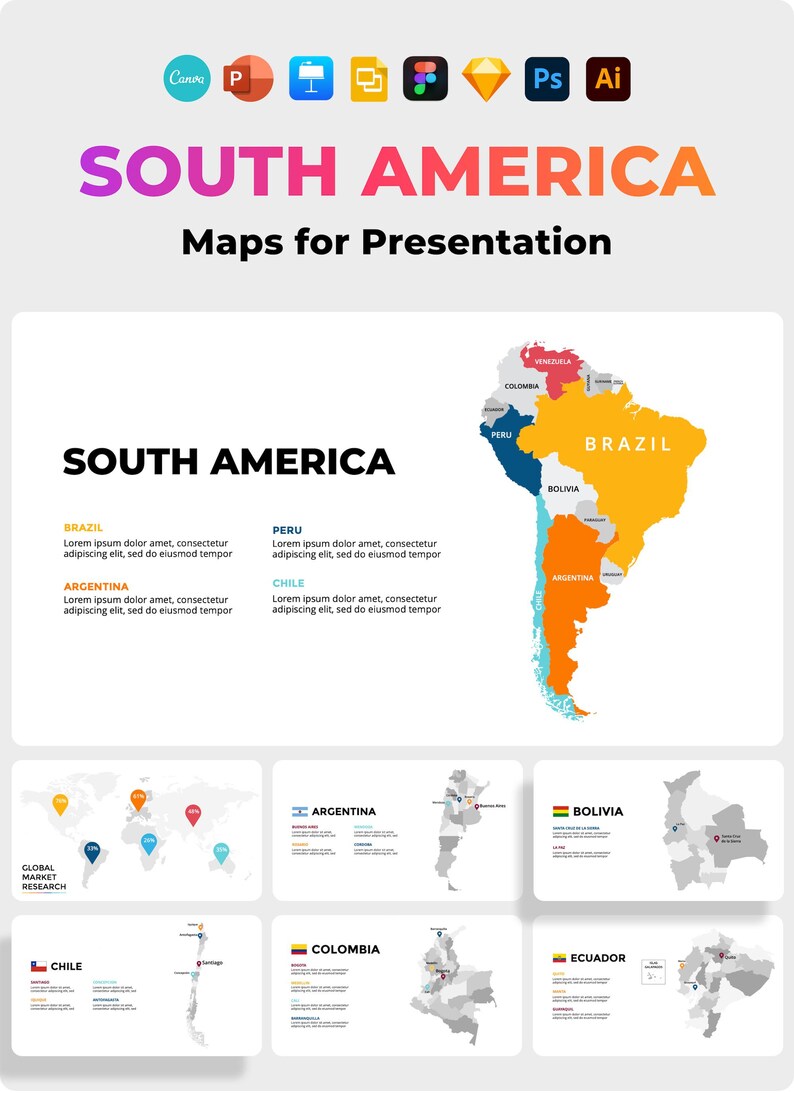 South America,brazil Map,presentation Template,latin America Powerpoint ...