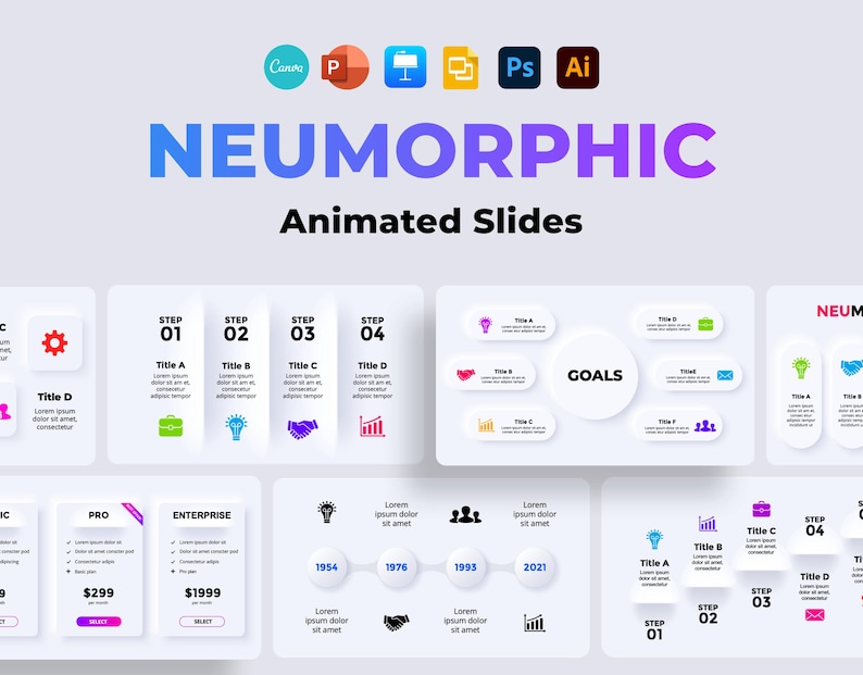 Neumorphism Powerpoint Presentation Template, Neumorphic Infographics ...