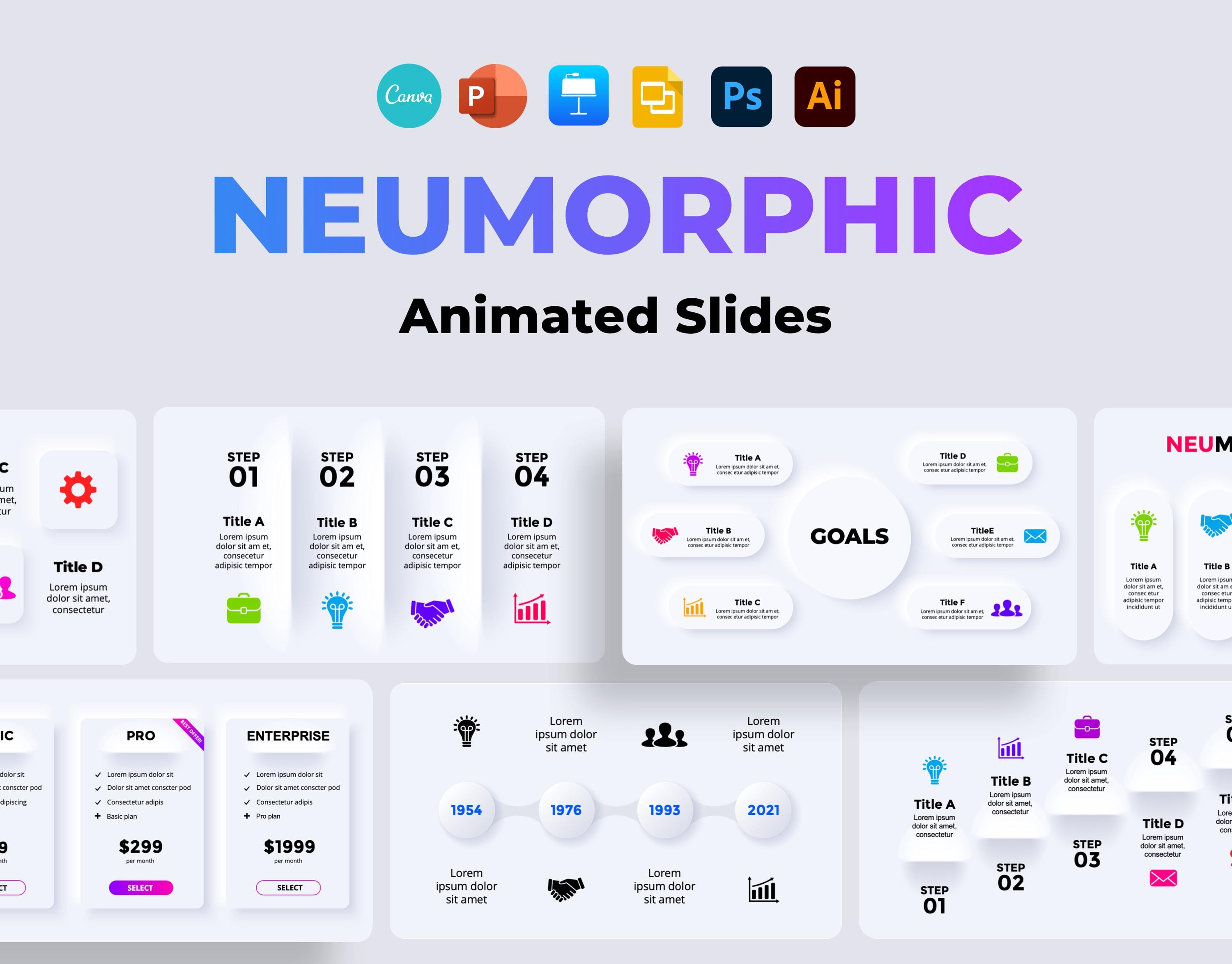 Neumorphism Powerpoint Presentation Template, Neumorphic Infographics ...