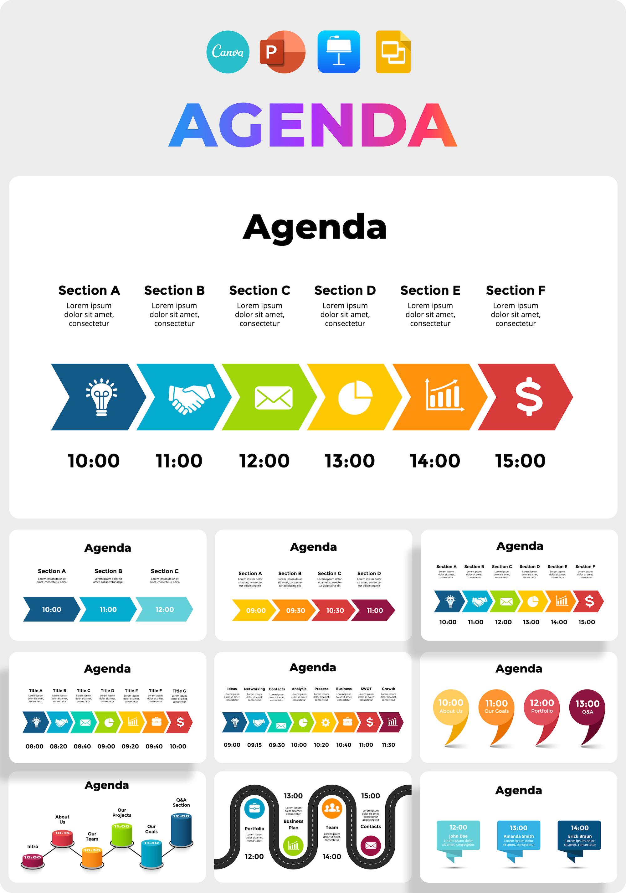 Agenda Powerpoint Template,canva Presentations,keynote Meeting ...