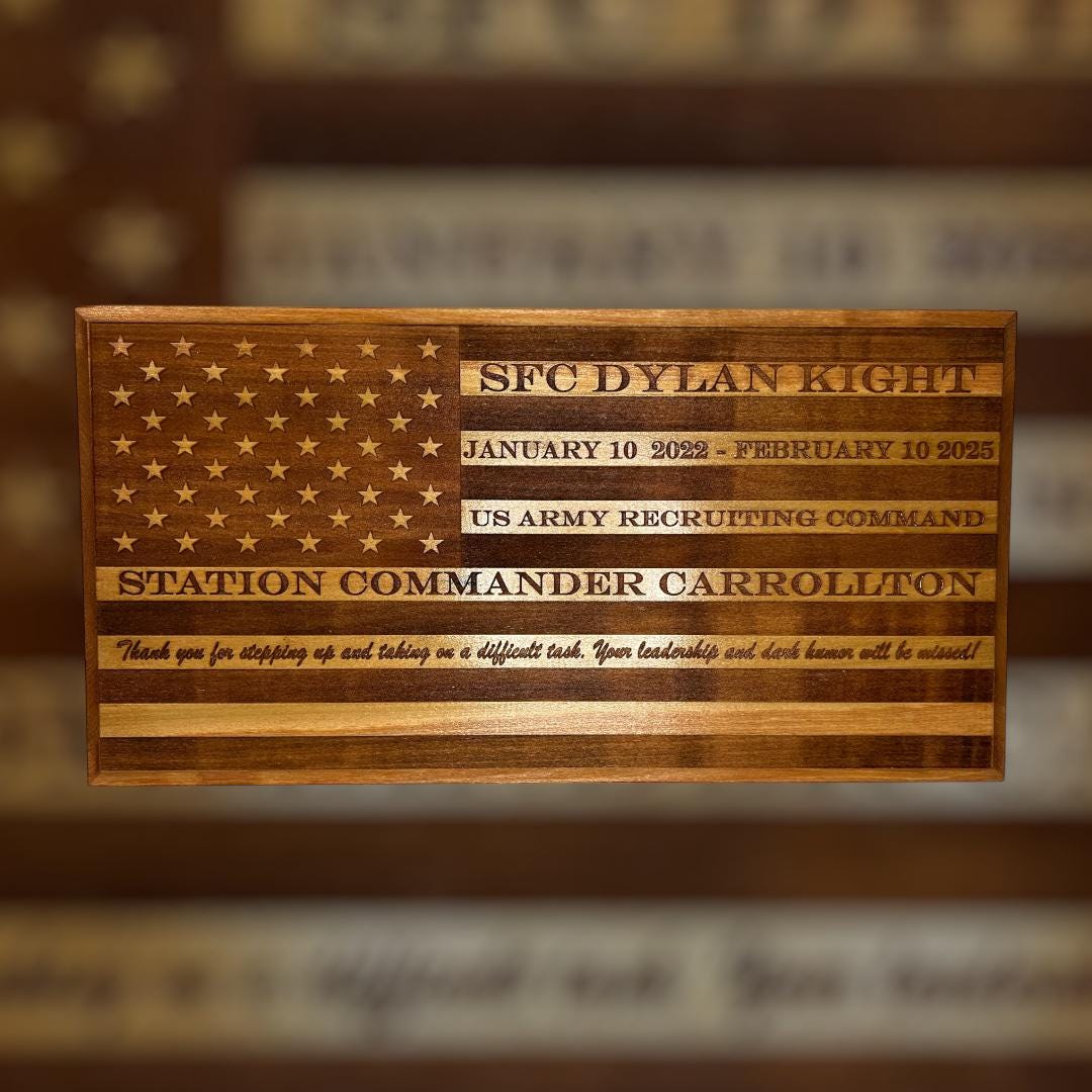 Laser Engraved Plaque - Going Away Gifts - American Flag - Army Plaques ...