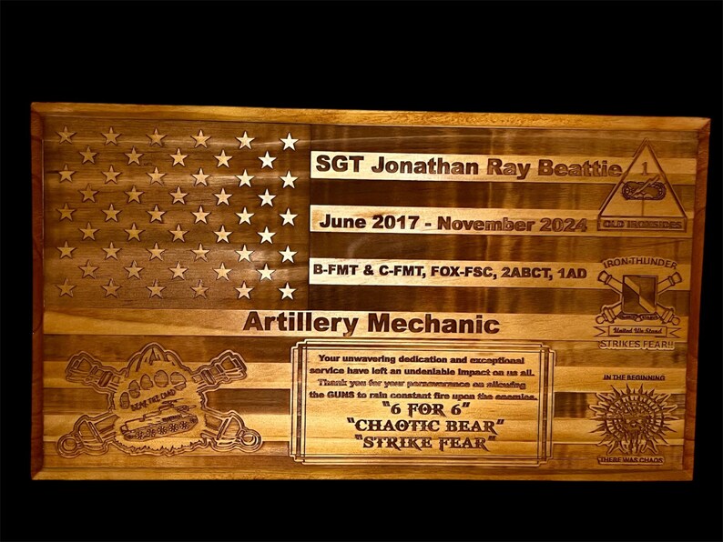 Laser Engraved Plaque - Going Away Gifts - American Flag - Army Plaques ...
