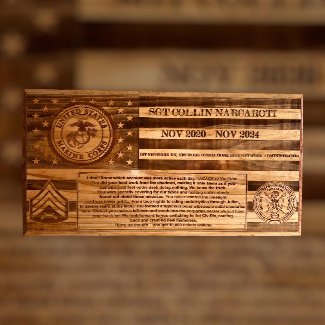 Laser Engraved Plaque - Going Away Gifts - American Flag - Army Plaques ...