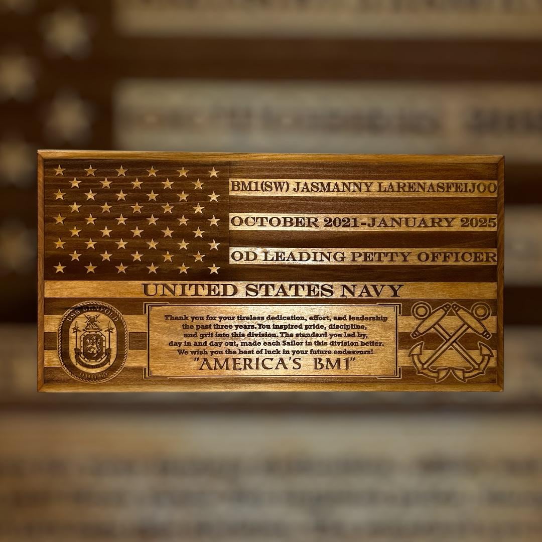 Laser Engraved Plaque - Going Away Gifts - American Flag - Army Plaques ...
