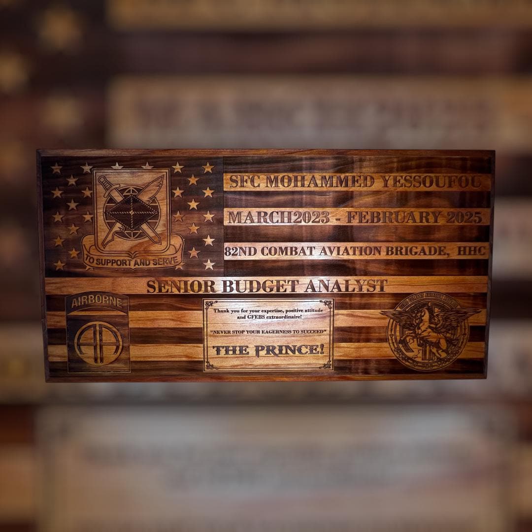 Laser Engraved Plaque - Going Away Gifts - American Flag - Army Plaques ...