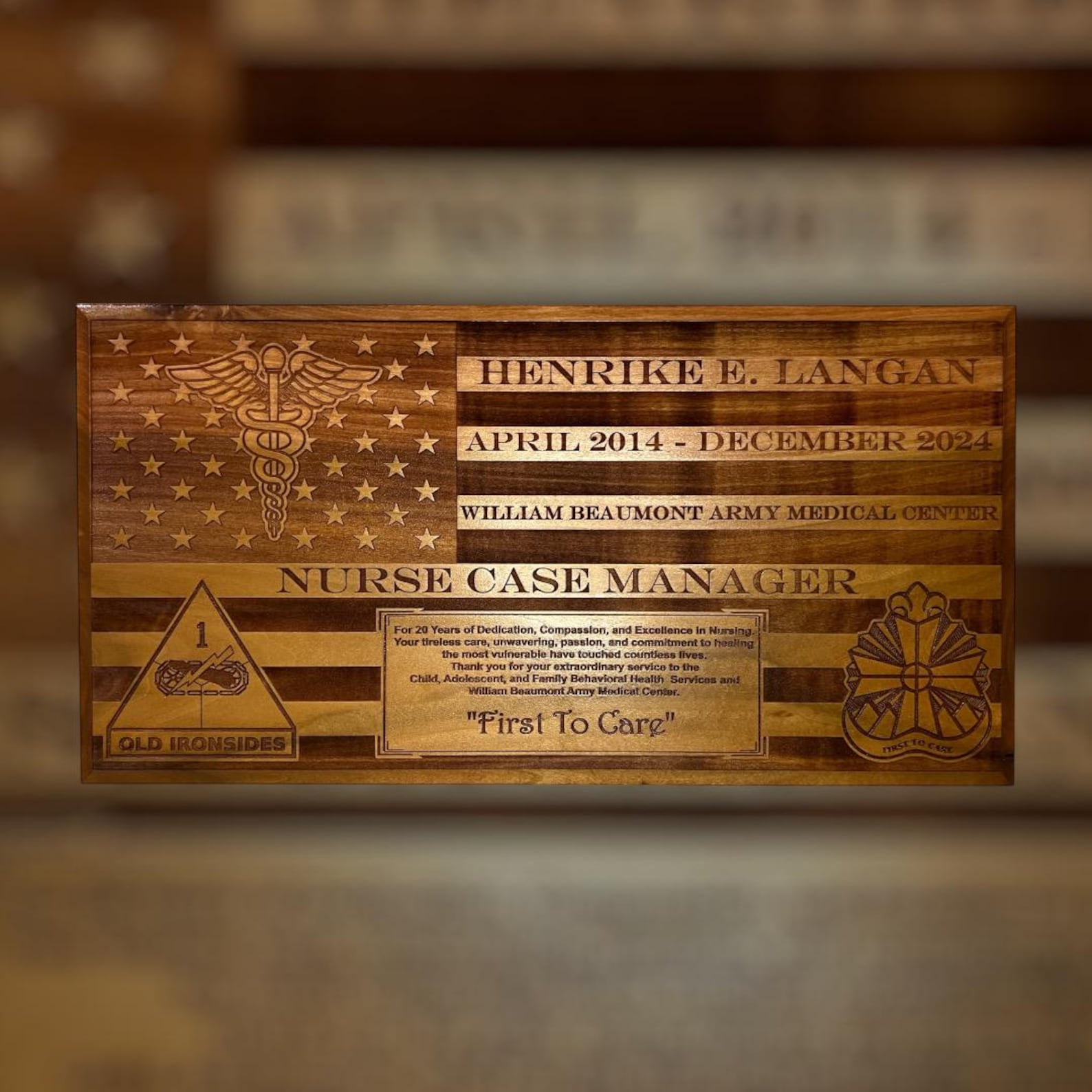 Laser Engraved Plaque - Going Away Gifts - American Flag - Army Plaques ...