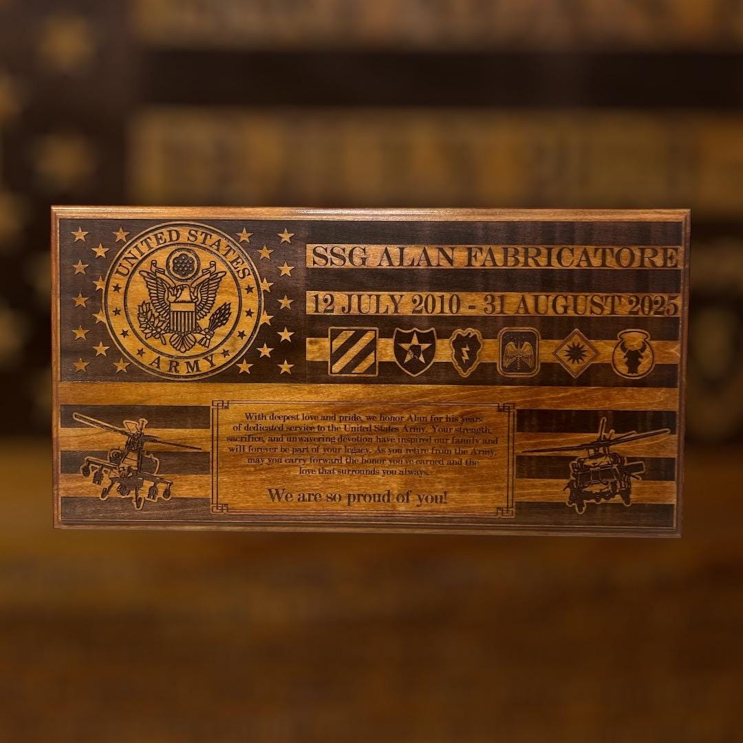 Laser Engraved Plaque - Going Away Gifts - American Flag - Army Plaques ...