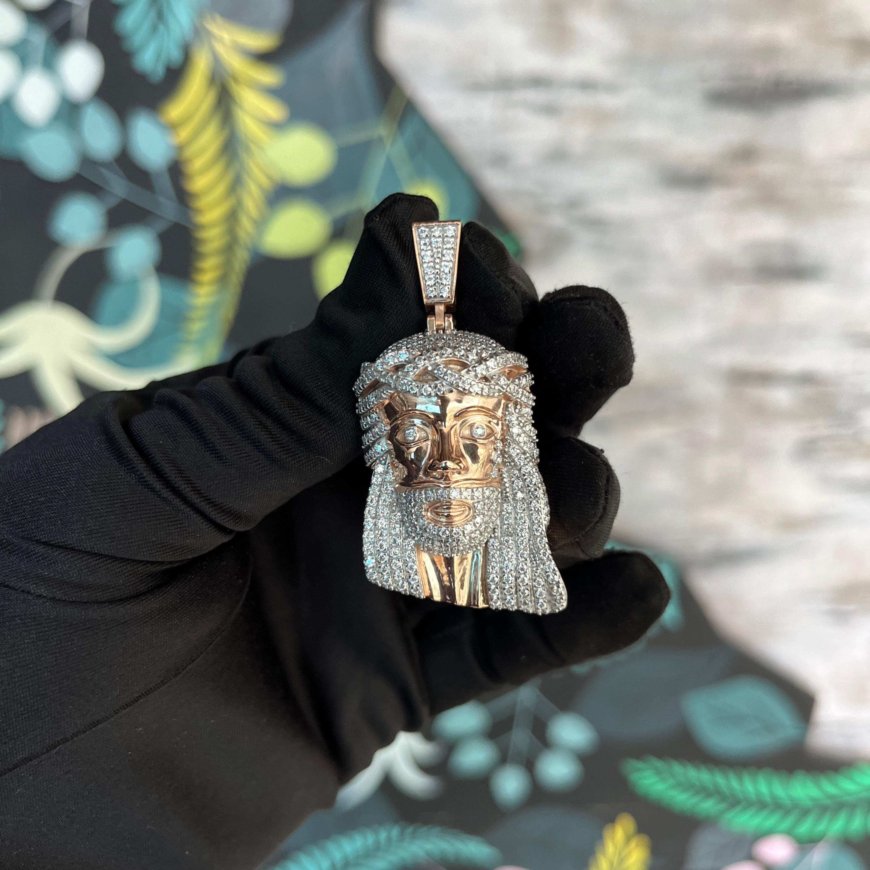 Men's Iced Out 3D Jesus Face Pendant, VVS Moissanite Diamond Jesus ...
