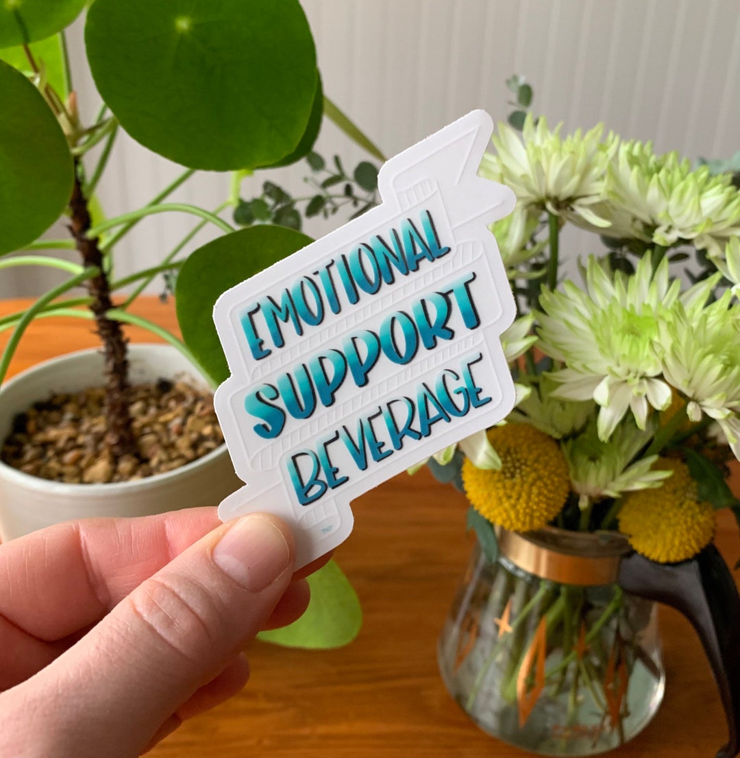 Emotional Support Beverage Clear Vinyl Sticker - Etsy