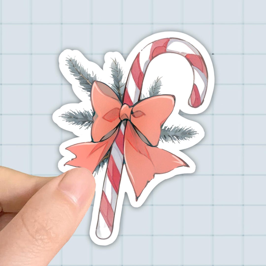Christmas Candy Cane Sticker, Vinyl or Paper Decal - Etsy