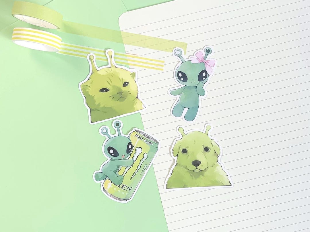 Glorp Alien Vinyl Stickers, Meme Animals Stickers, Kawaii Space Sticker ...
