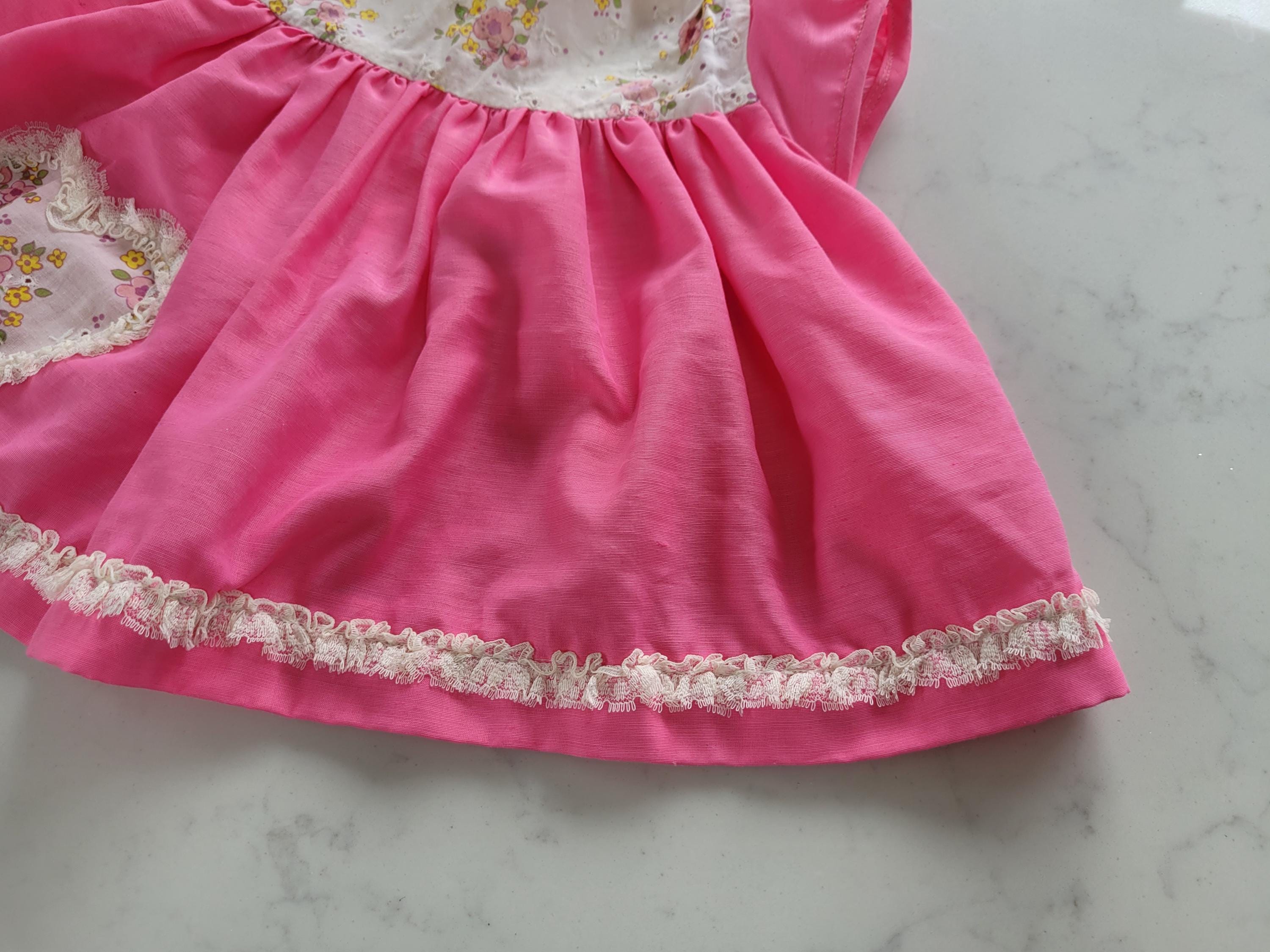 Candy Pink Retro Vintage 70s Baby Girl Handmade Summer Dress Handmade ...