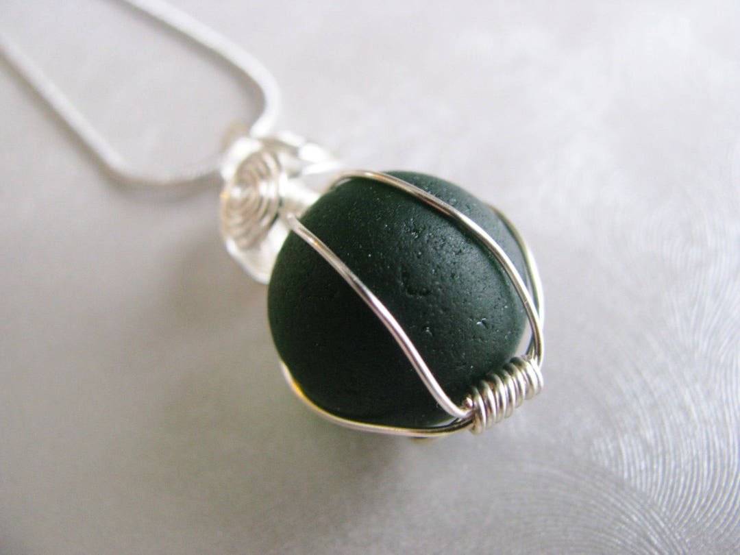 Sea Glass - Emerald Green Marble Pendant - Sea Glass Pendant - Beach ...