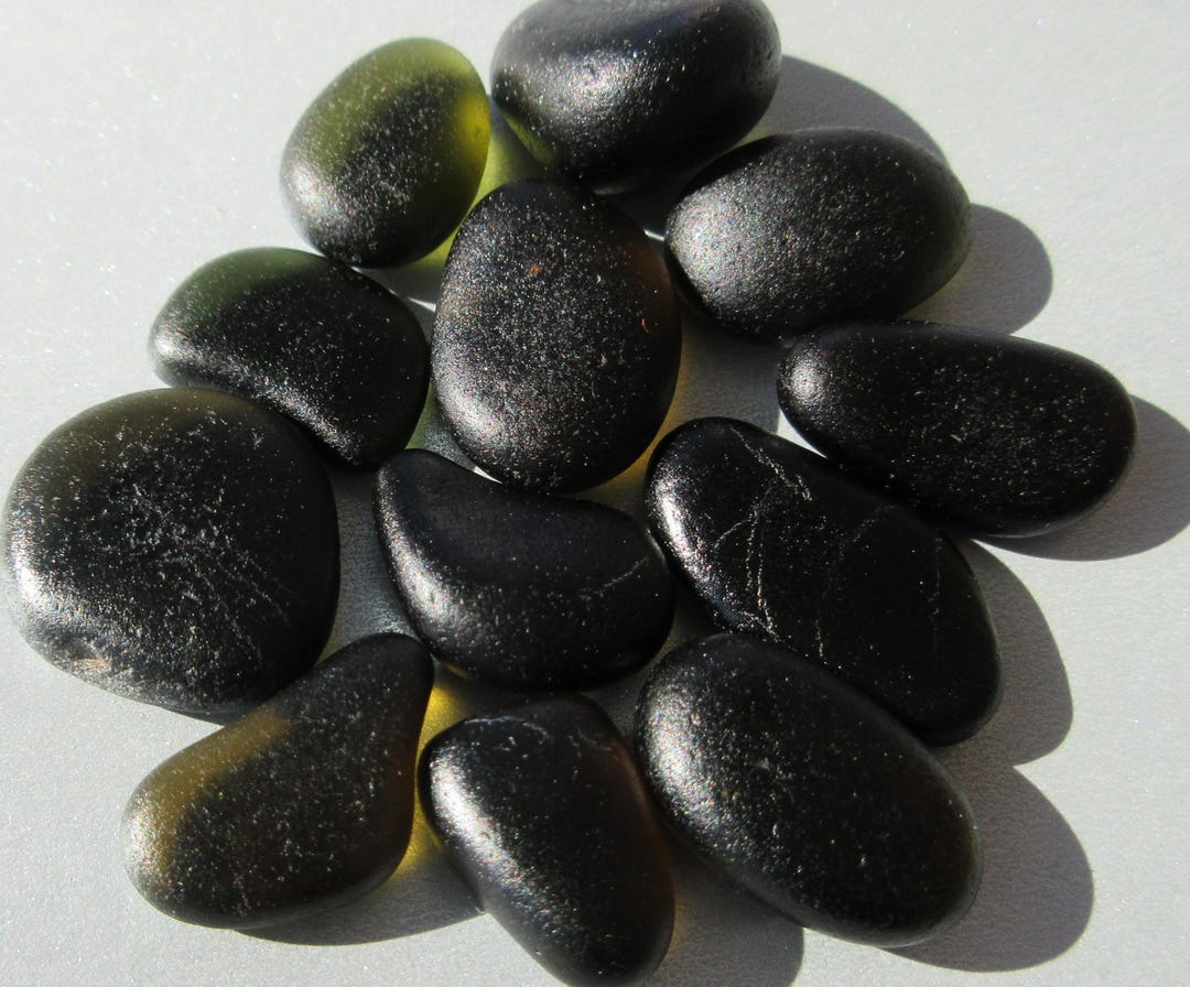 One Dozen (12) Small Pirate Black Sea Glass -rare Black Sea Glass ...