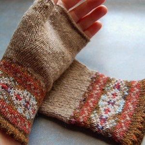 Grey Fair Isle Mitts Knitting Pattern Etsy