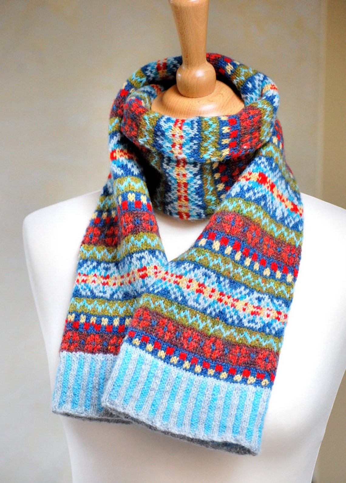 Border Fair Isle Scarf Knitting Pattern | Etsy