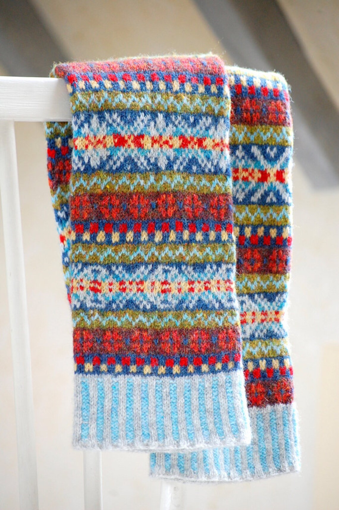 Border Fair Isle Scarf Knitting Pattern - Etsy