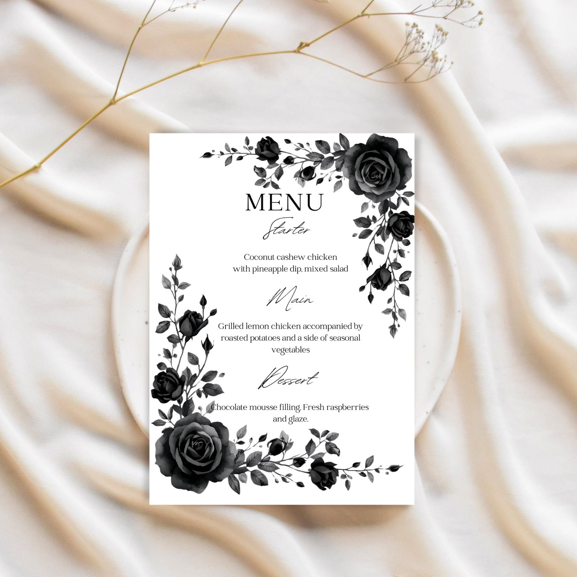 Gothic Black Roses Frame Clipart, Watercolor Dark Floral Border ...