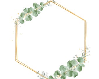 Eucalyptus and Gold Wreath Clipart, Green Leaves Wreath PNG, Greenery ...