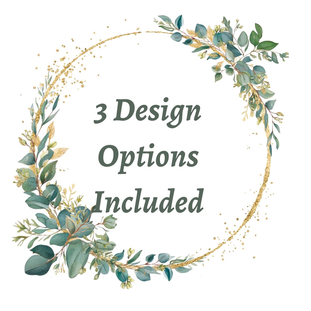 Eucalyptus and Gold Wreath Clipart, Green Leaves Wreath PNG, Greenery ...