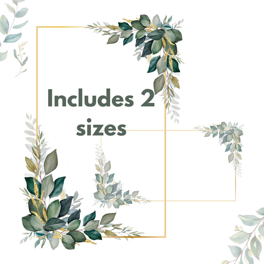 Eucalyptus Gold Frame Clipart: Watercolor Greenery Border (digital ...