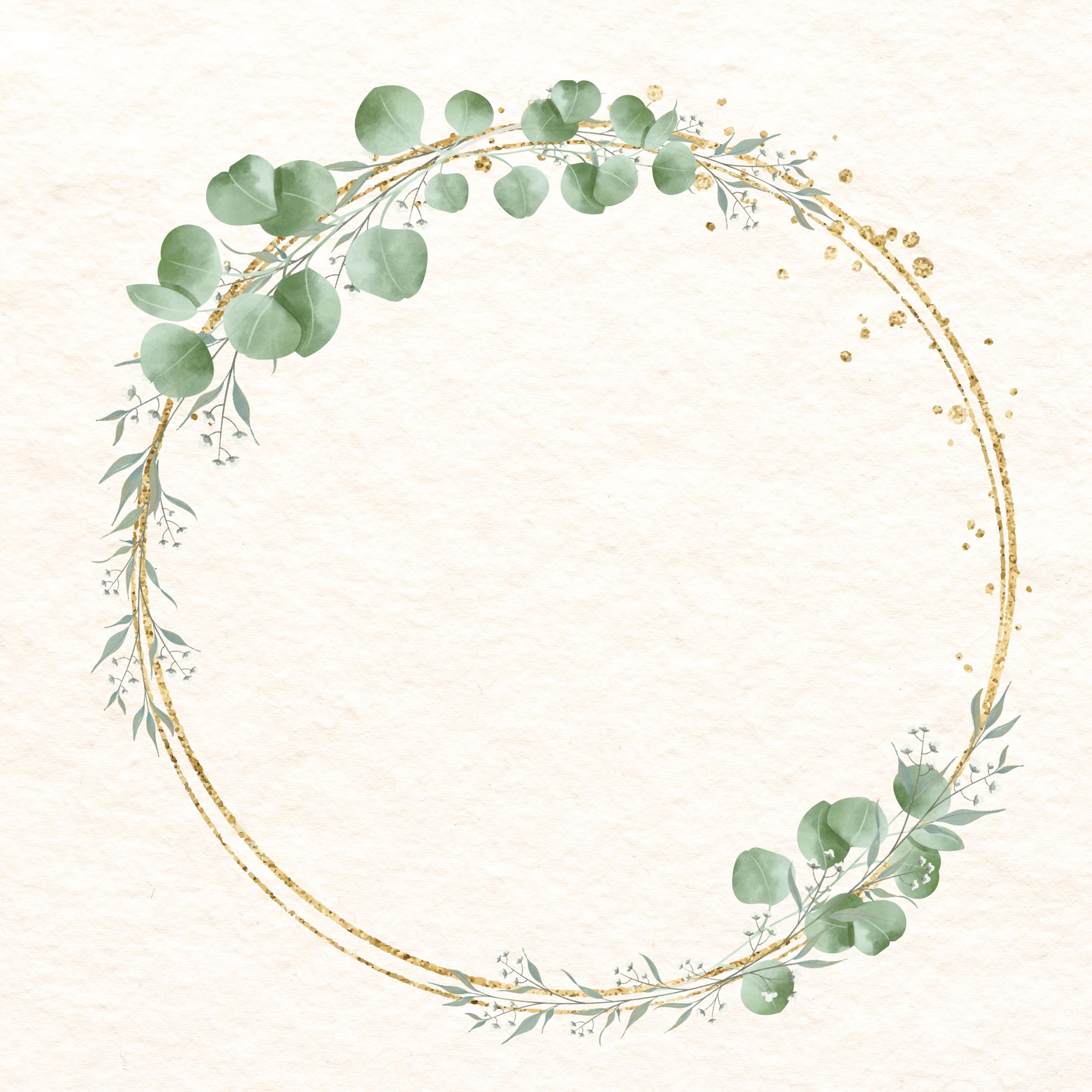 Eukalyptus und Gold Kranz Clipart, Aquarell Rahmen, grüne Blätter Kranz ...
