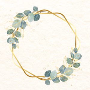 Eucalyptus & Gold Wreath Clipart: Watercolor Greenery Frame (digital ...
