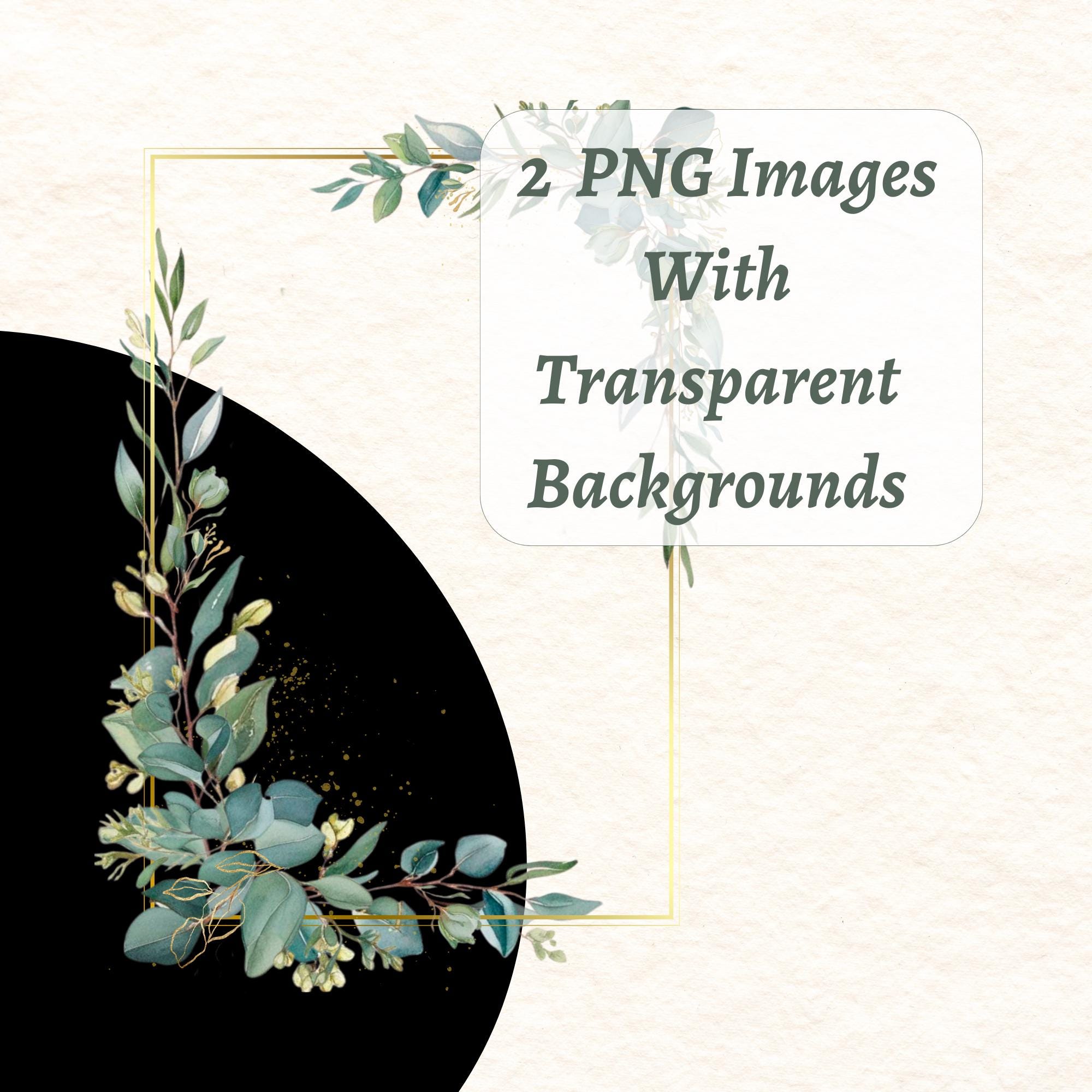 Eucalyptus Gold Frame Clipart: Watercolor Greenery Border (digital ...