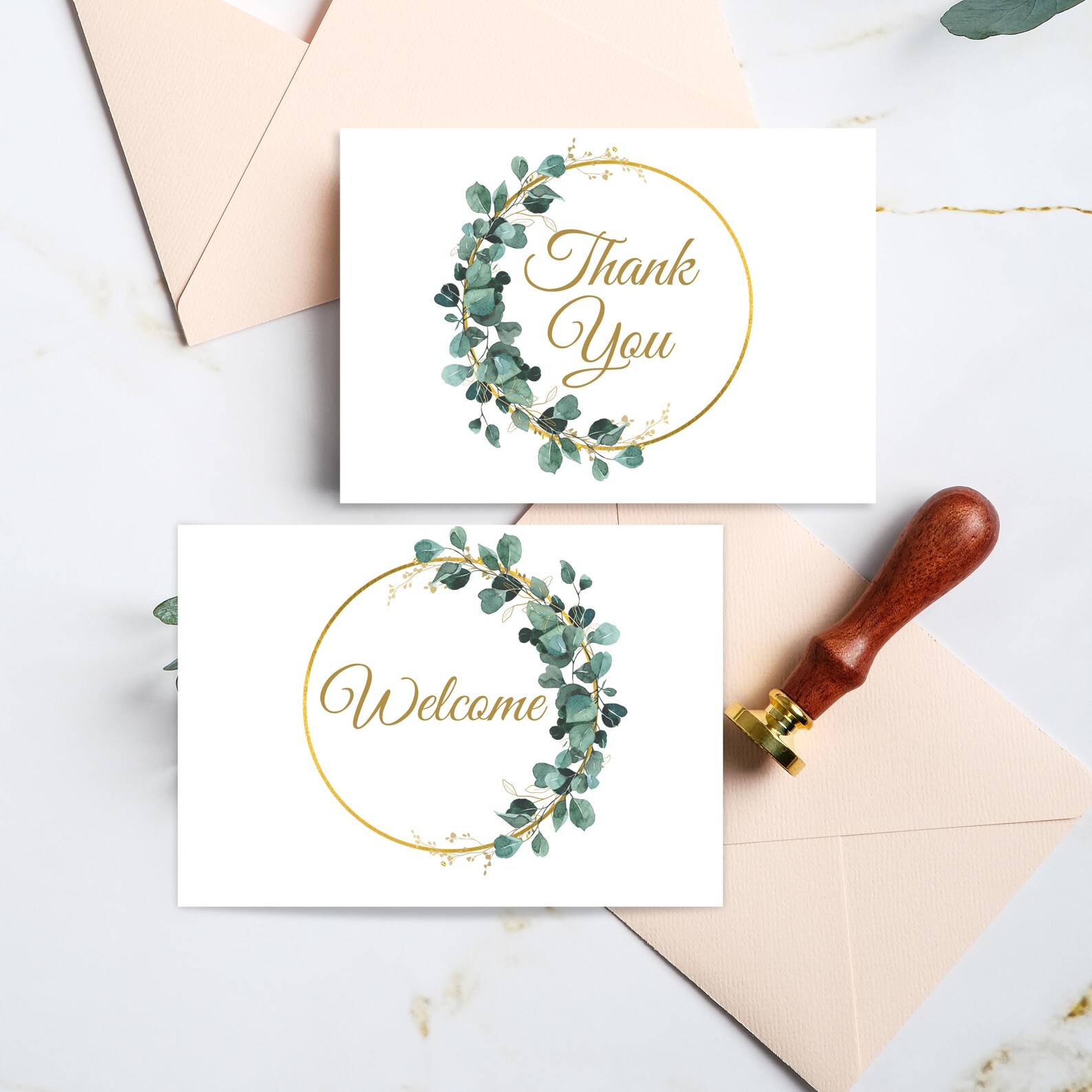 Eucalyptus and Gold Wreath Clipart: Watercolor Greenery Frame (digital ...