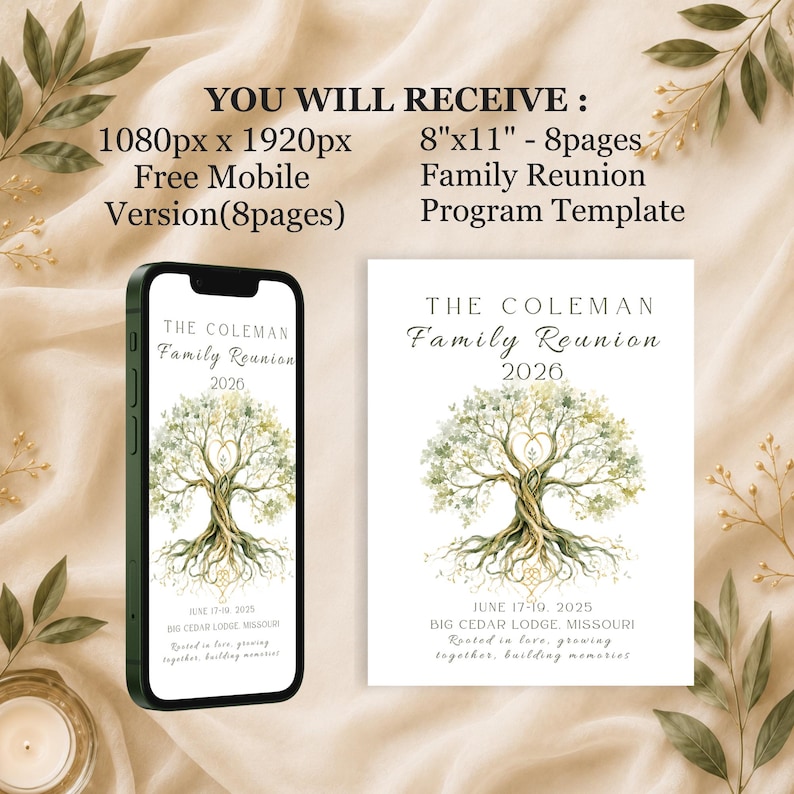 Family Reunion Program Booklet Template, Editable Reunion Itinerary ...