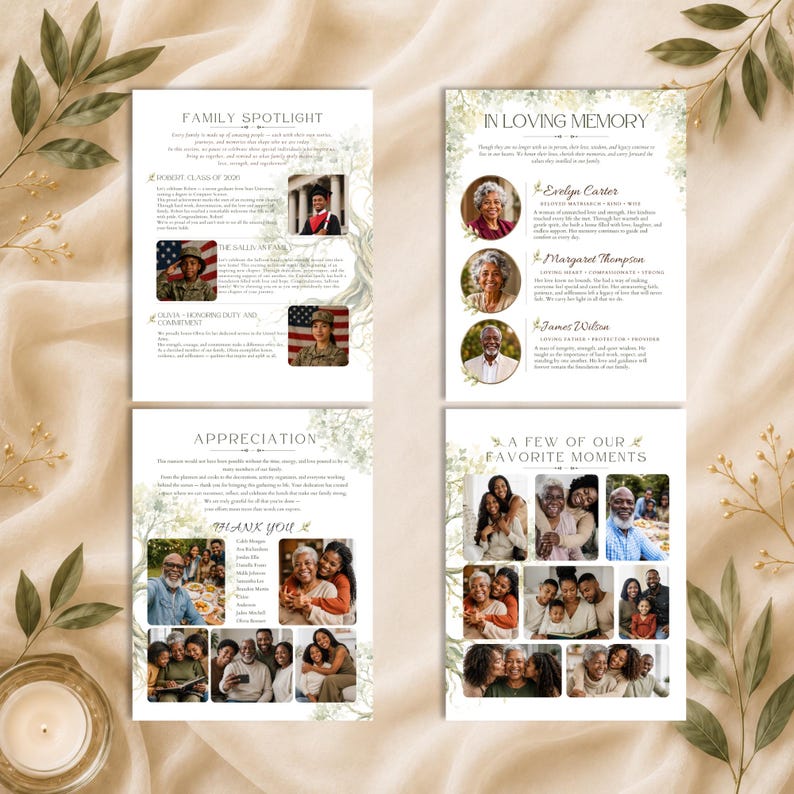 Family Reunion Program Booklet Template, Editable Reunion Itinerary ...