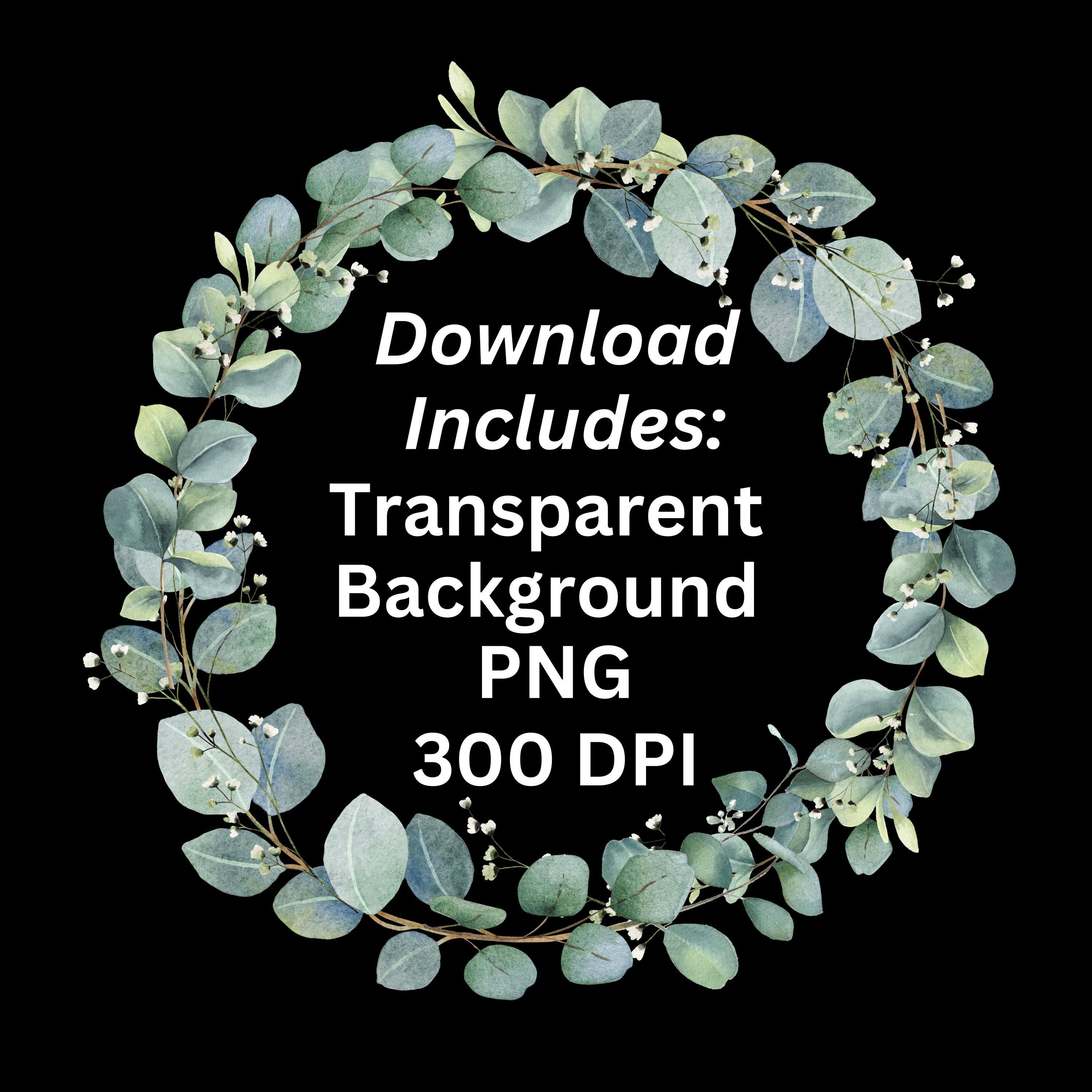 Eucalyptus Wreath Clipart, Green Leaves Border PNG, Greenery Watercolor ...