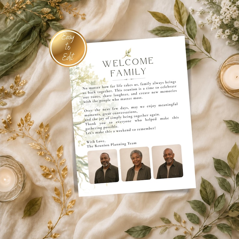 Family Reunion Program Booklet Template, Editable Reunion Itinerary ...