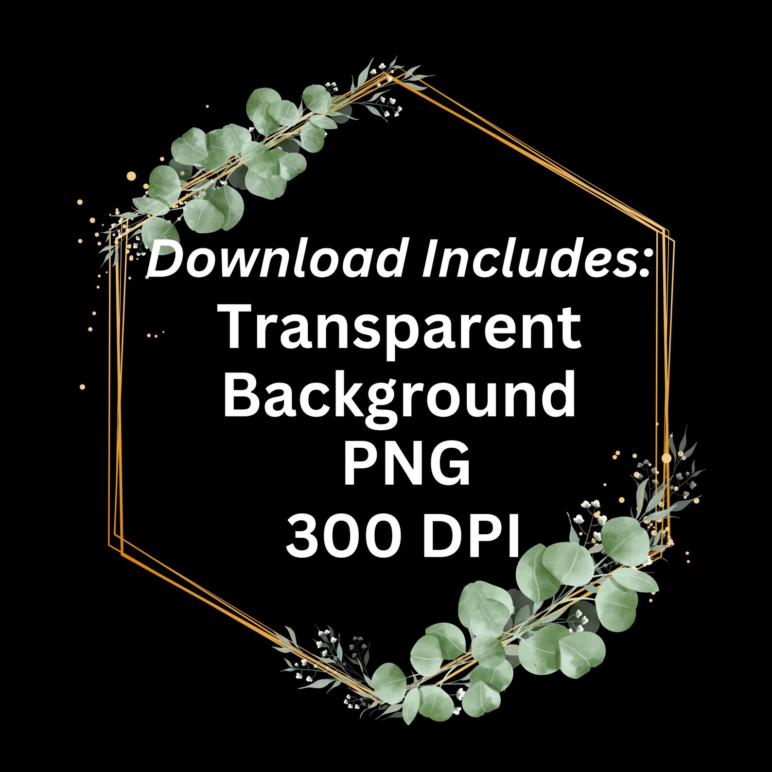 Eucalyptus Gold Wreath Clipart: Watercolor Greenery Frame (digital ...