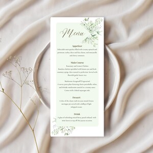 Wildflower Wedding Menu Template, Printable Floral Table Menu Cards, Editable Dinner Menu ...