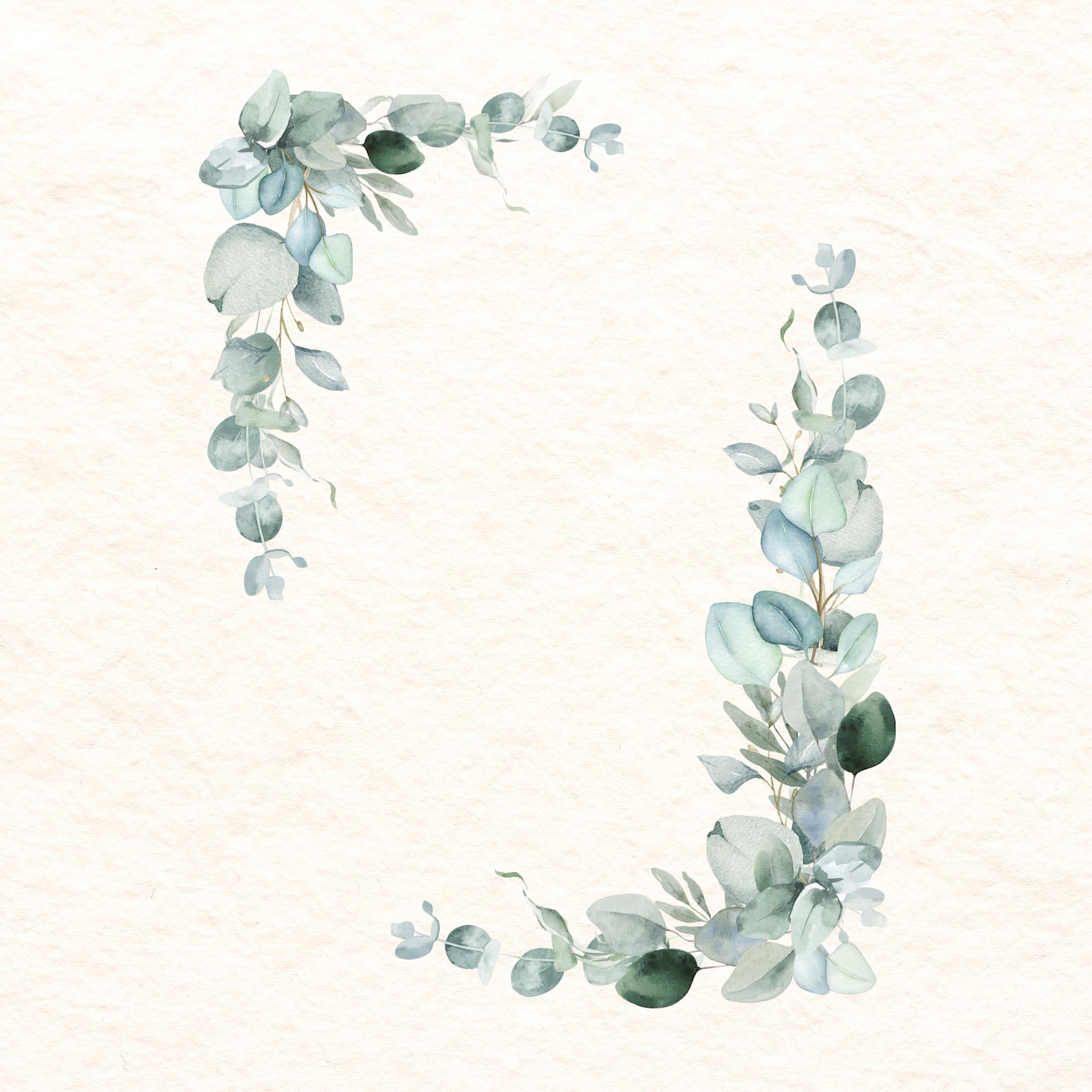 Eucalyptus Leaves Frame Clipart, Green Leaves Wreath PNG, Greenery ...