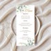 Greenery Wedding Menu Template, Printable Eucalyptus Table Menu Cards ...