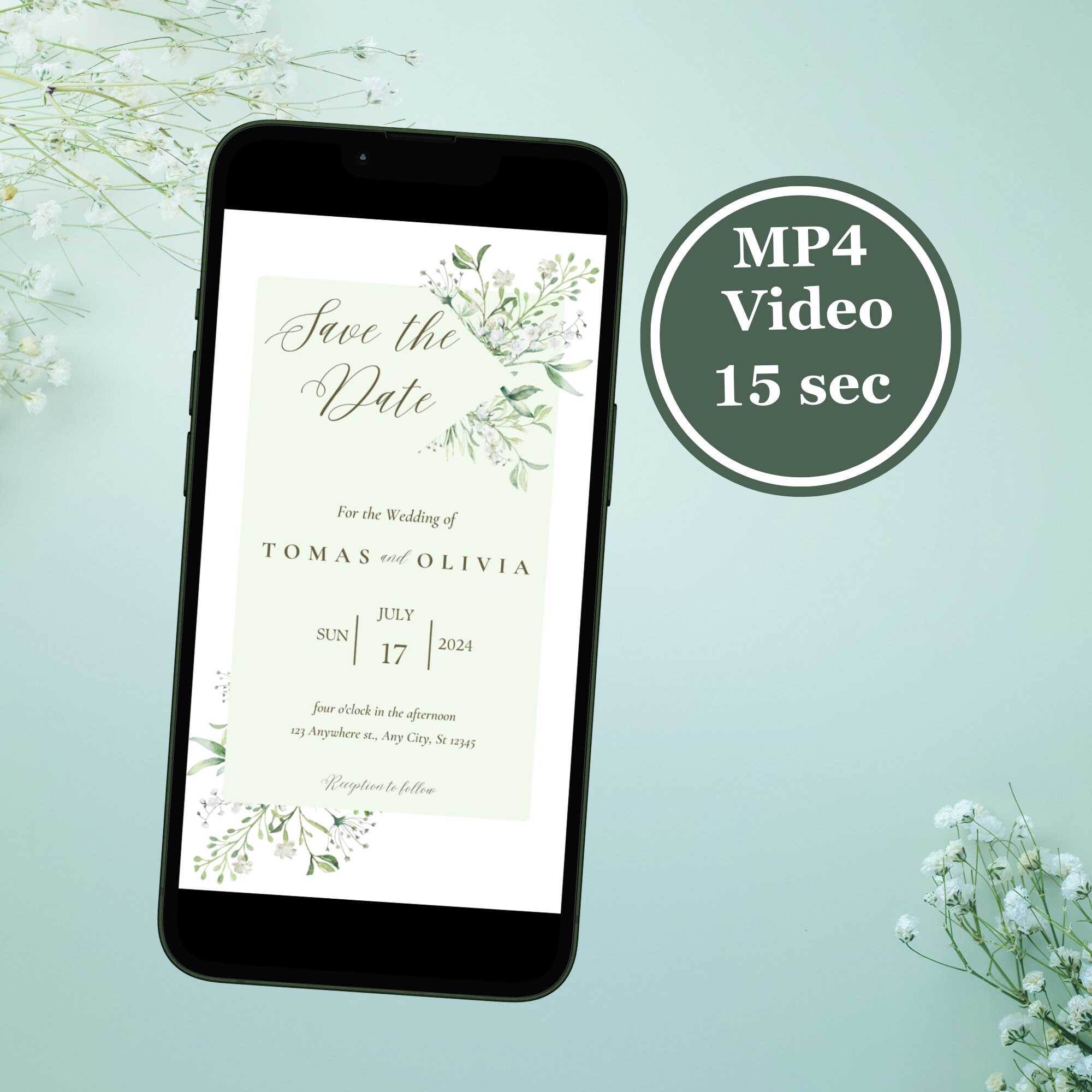 Animated Wedding Save the Date Video: Editable Invitation (digital ...
