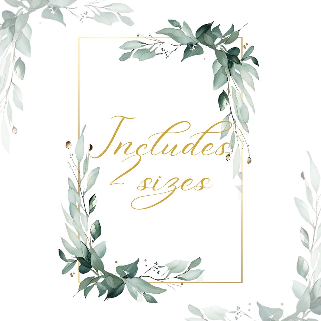 Watercolor Eucalyptus Gold Frame Clipart: Greenery Garland (digital ...