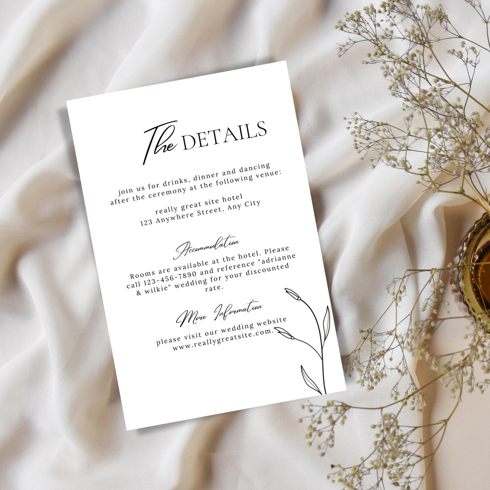 Minimalist Wedding Invitation Suite Template, Modern Elegant Invite Set ...