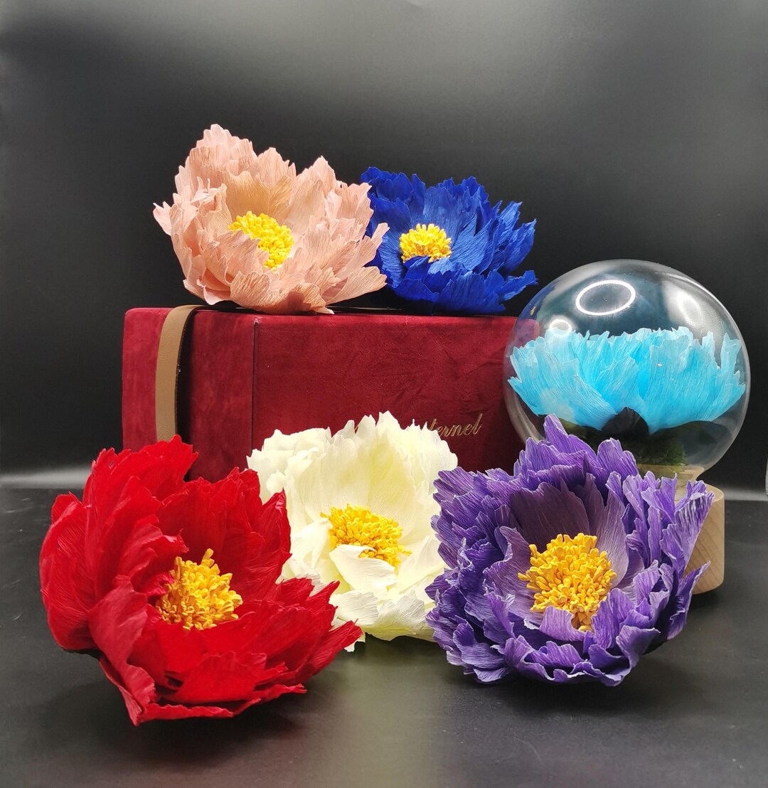 Handmade Paper Flower Music Box, Creative Romantic Gift, Blue Flower ...