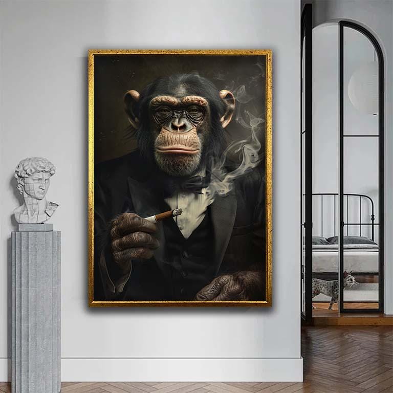 Monkey Smoking Poster Art, Canvas for Home Decor, Home Gift, Animals ...