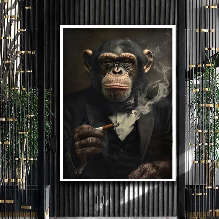 Monkey Smoking Poster Art, Canvas for Home Decor, Home Gift, Animals ...