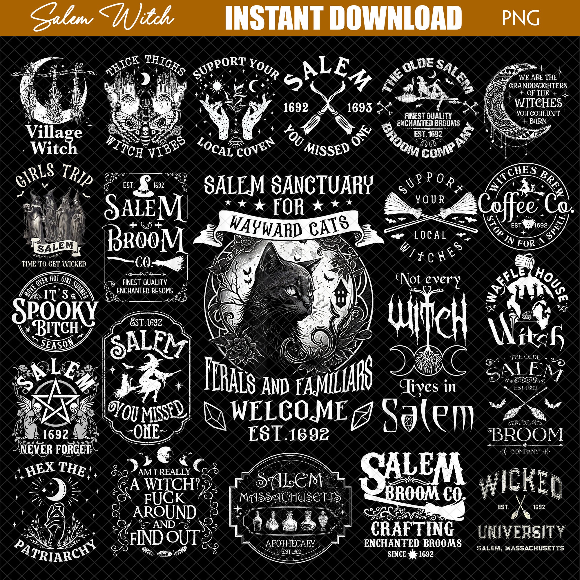 Salem Witch Png-halloween Sublimation Digital Design Download-book ...