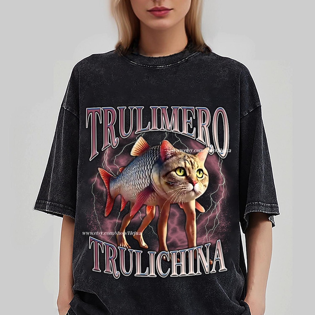 Trulimero Truli Italian Brainrot Meme Cats Head on a Fish Shirt - Etsy