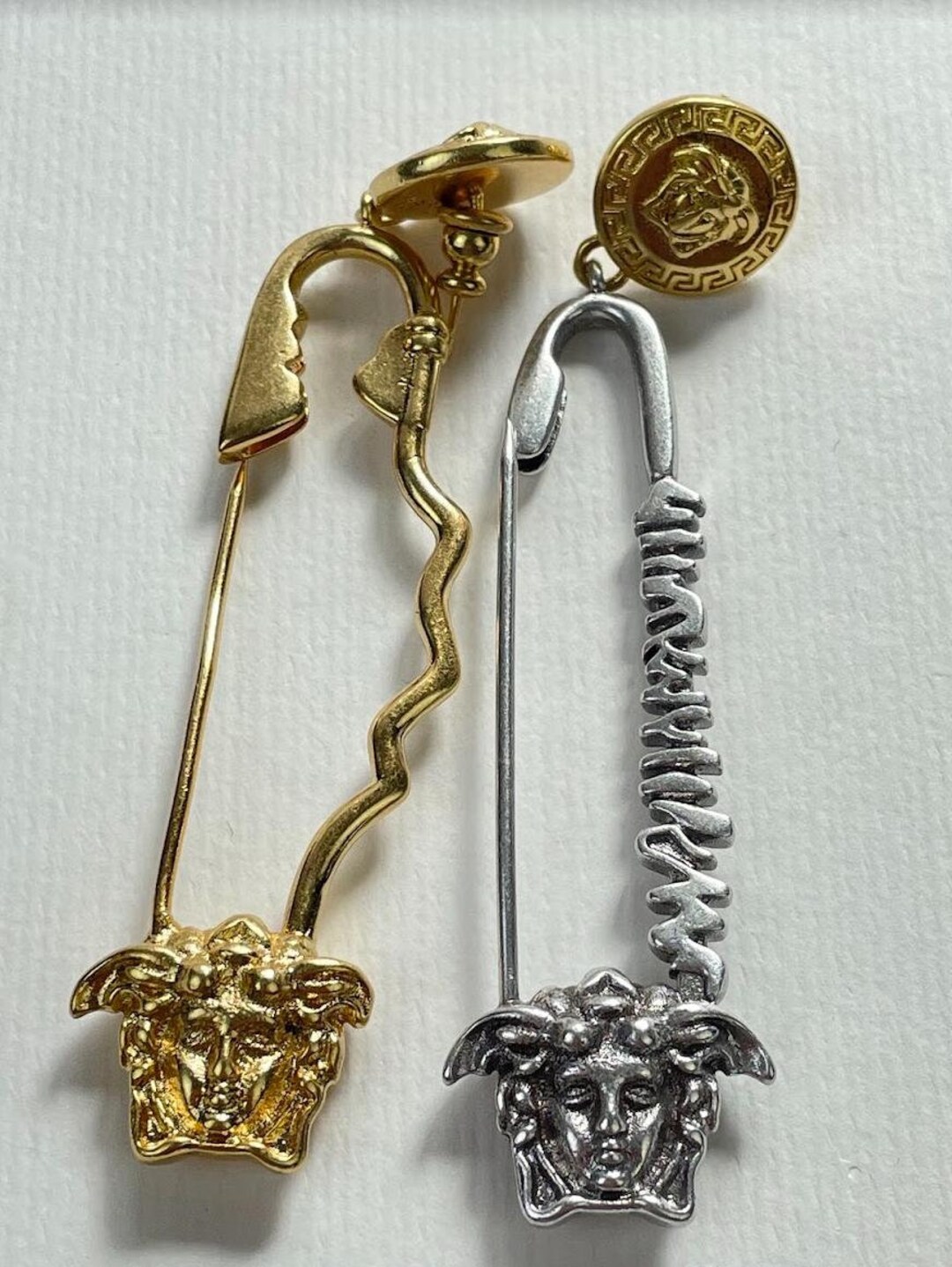 Vintage Versace Dangle Drop Gold and Silver Earrings - Etsy