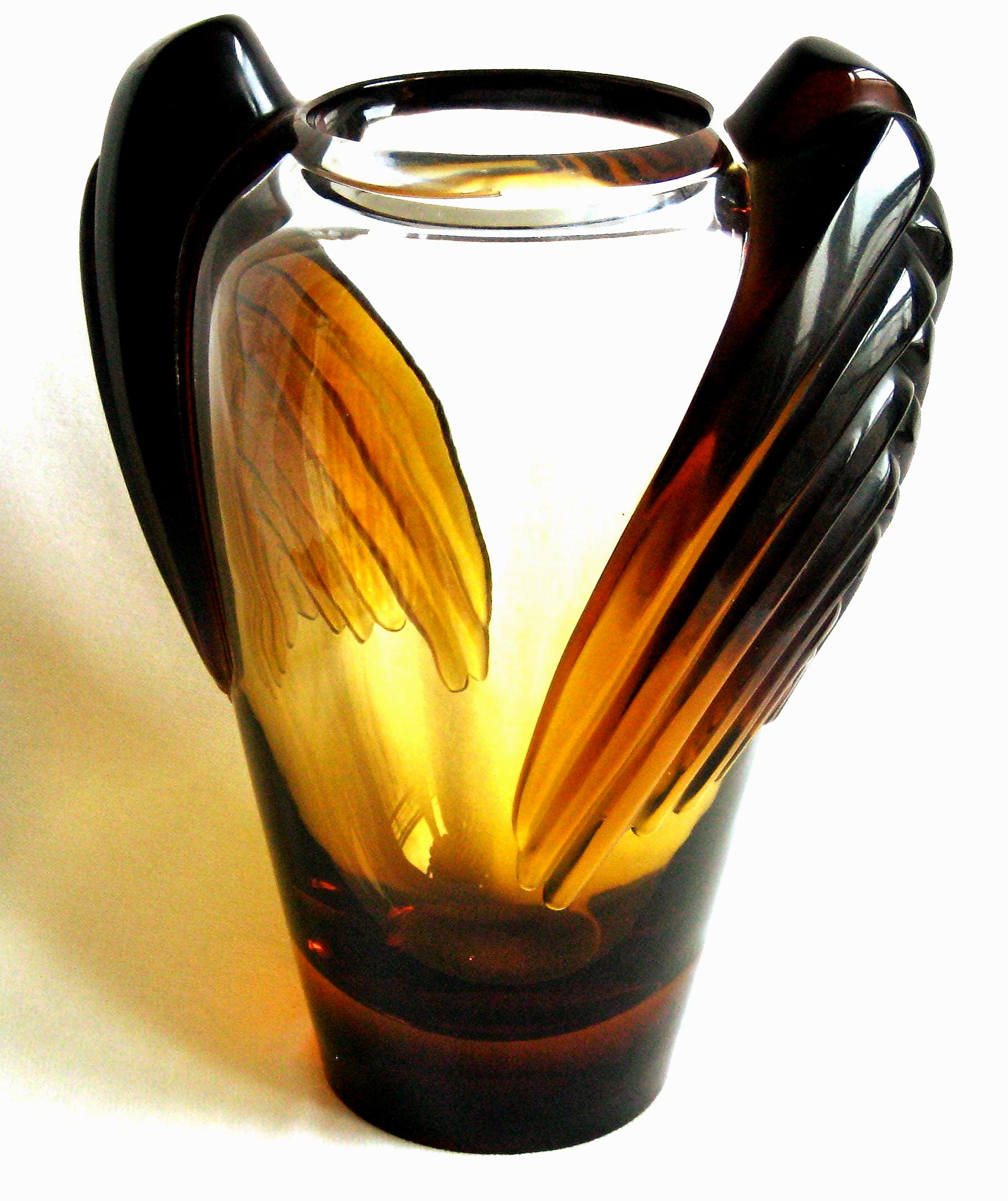 Lalique Crystal Vase Marrakesh Topaz With Palm Leaves, Vintage. - Etsy